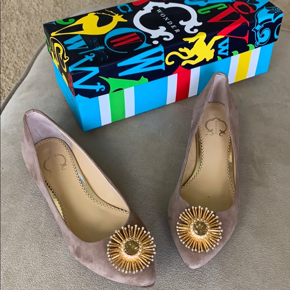 C Wonder Embellished Suede Flats - Gem